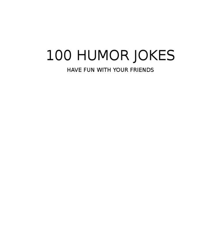 100 Funny Jokes to Share with Friends | PDF