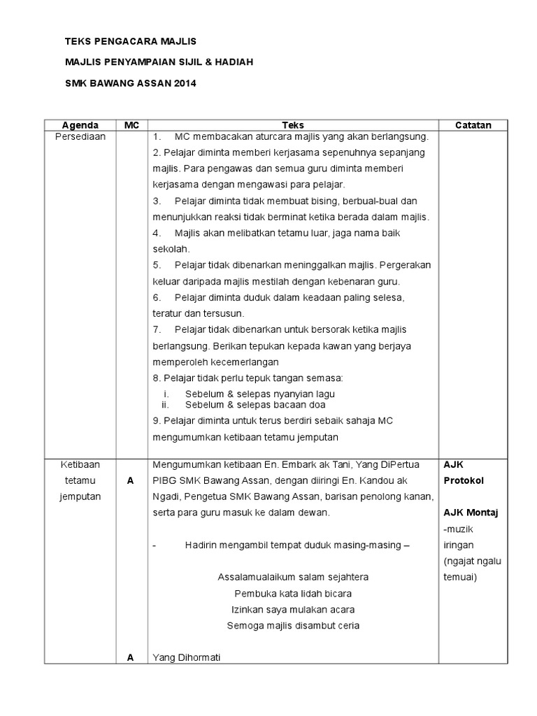 Contoh Teks Emcee | PDF