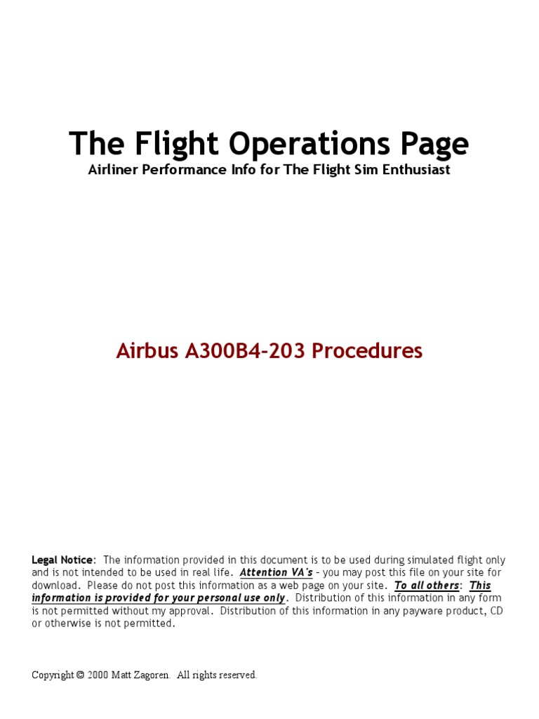 The Flight Operations Page: Airbus A300B4-203 Procedures | PDF ...