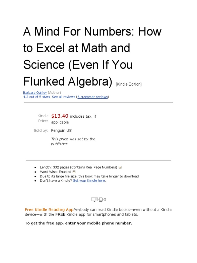 A Mind For Numbers: How To Excel at Math and Science (Even If You ...