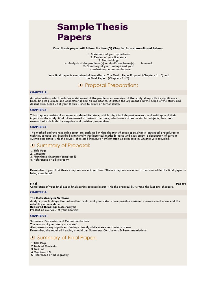 Sample Thesis Papers | PDF | Thesis | Essays