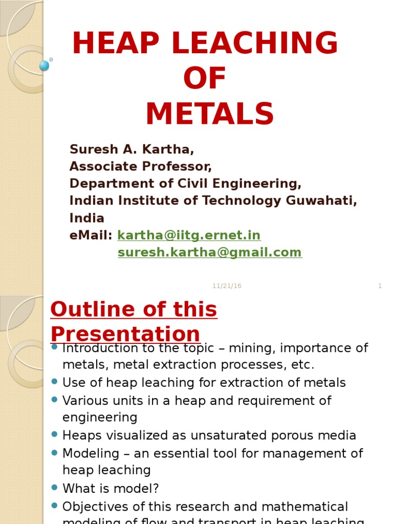 Heap Leaching: Metal Extraction Methods | PDF | Partial Differential ...