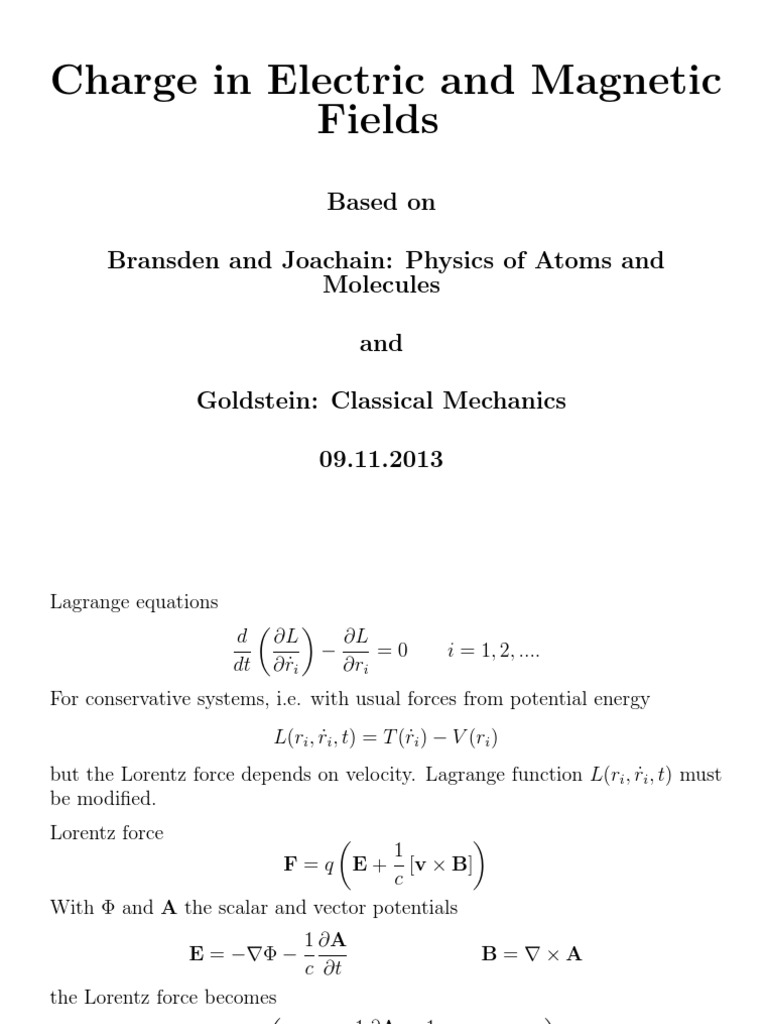 Deriving the Lagrangian and Hamiltonian Formulations for Charged Particle Motion in ...