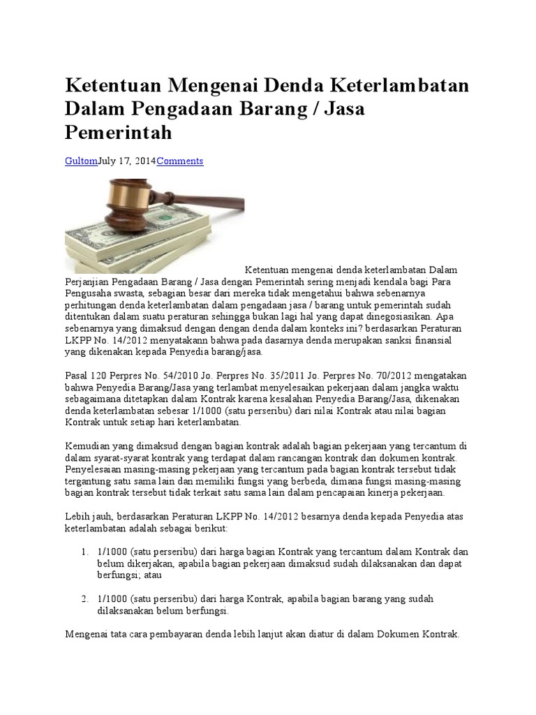 Ketentuan Mengenai Denda Keterlambatan Dalam Pengadaan Barang | PDF