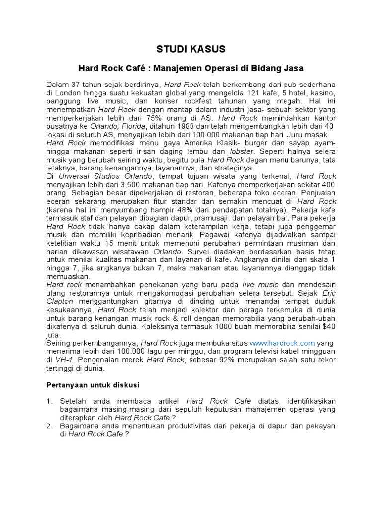 Studi Kasus Manajemen Operasi | PDF