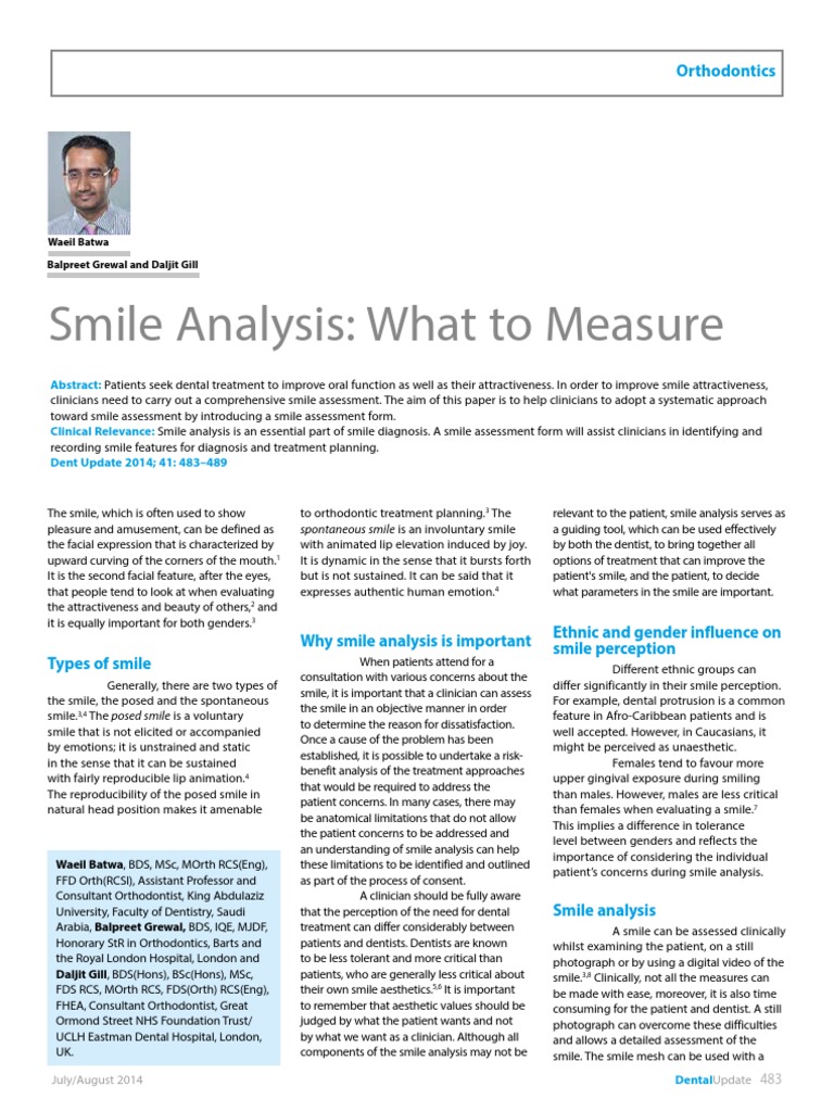 Smile Analysis What To Measure | PDF | Tooth | Human Head And Neck