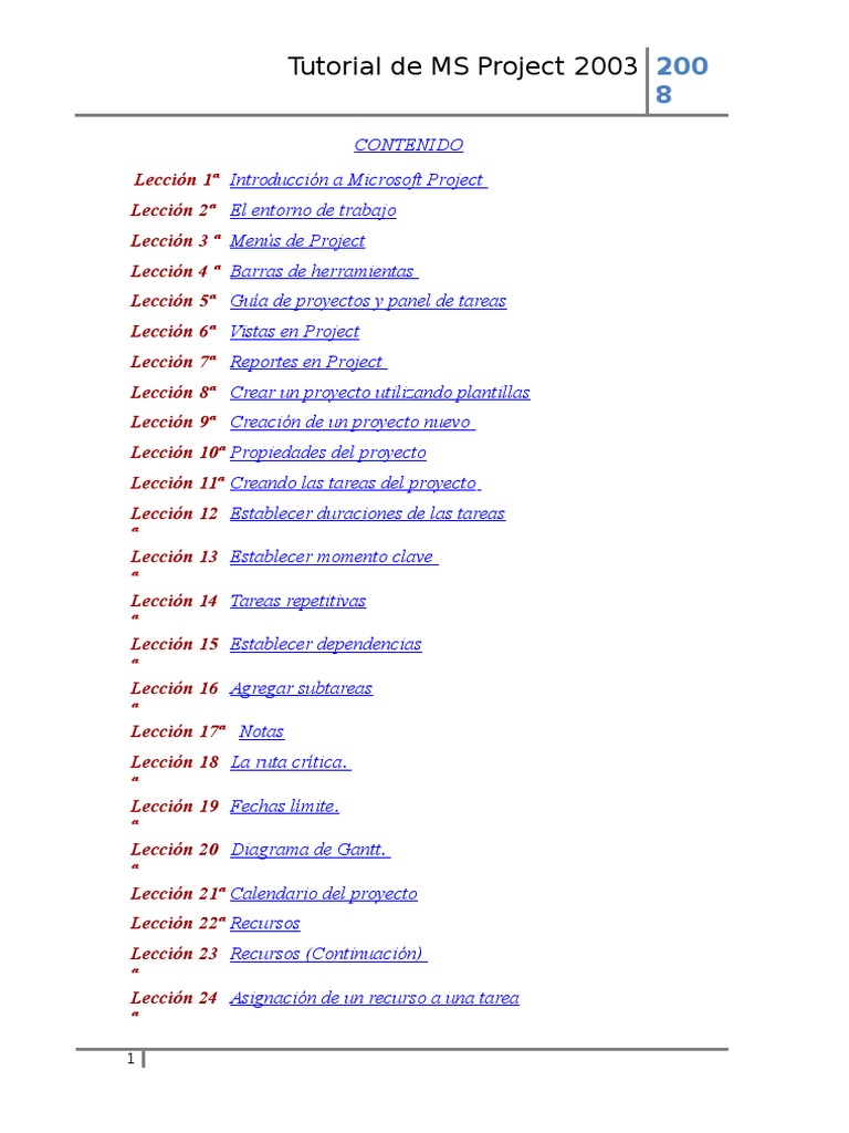 Tutorial de Ms Project 2003 | PDF | Presupuesto | Microsoft
