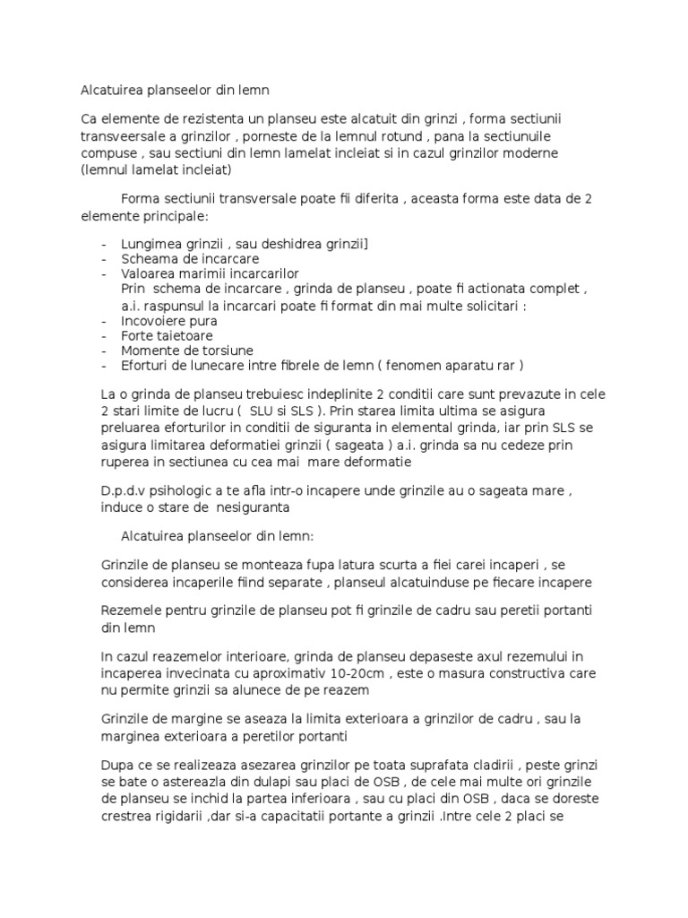 Alcatuirea Planseelor Din Lemn | PDF
