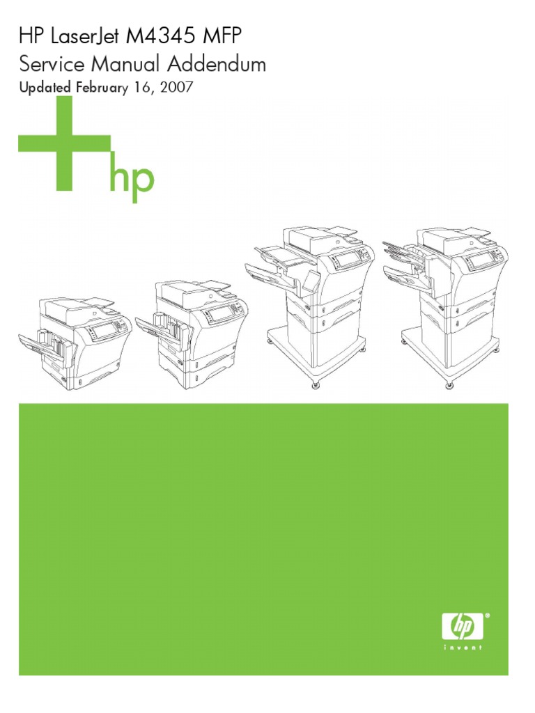 Service Manual Addendum: HP Laserjet M4345 MFP | PDF