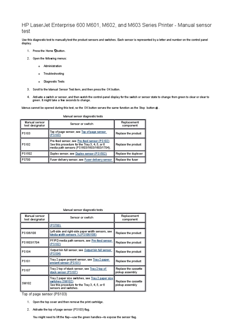 Manual Sensor Test | PDF | Office Equipment | Equipment