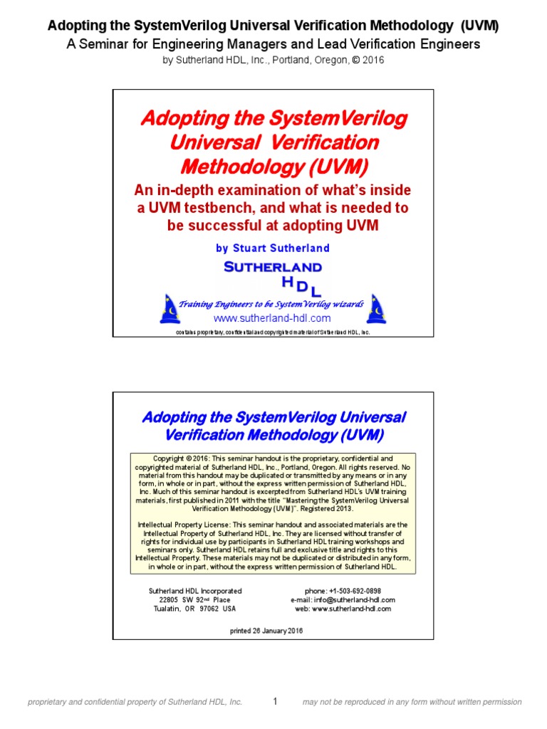 2016-DVClub-PDX Adopting Uvm Seminar | PDF | Computer Engineering | Computer Programming