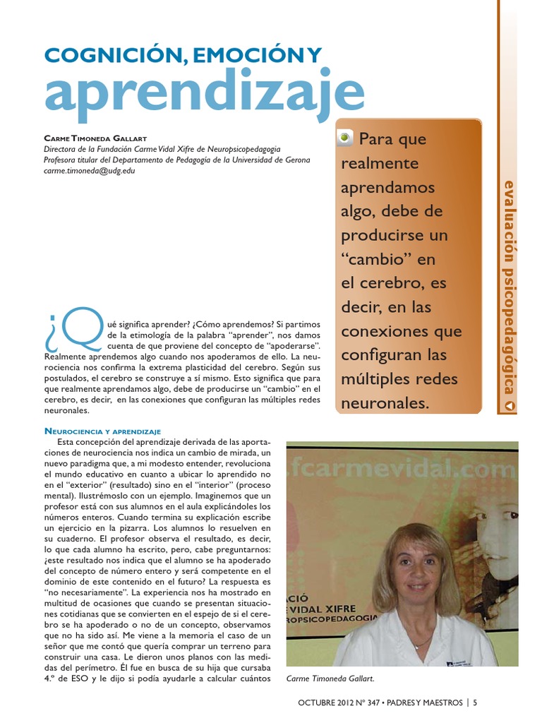 Cognicion Emocion Y Aprendizaje Pdf Las Emociones Cerebro