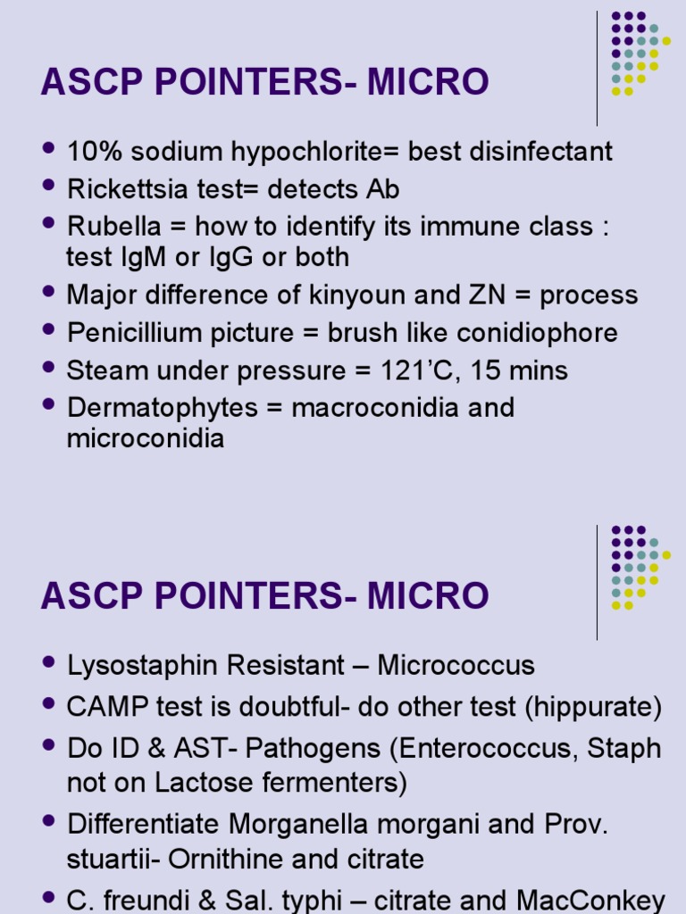Ascp Pointers Micro | PDF | Blood Type | Leukemia