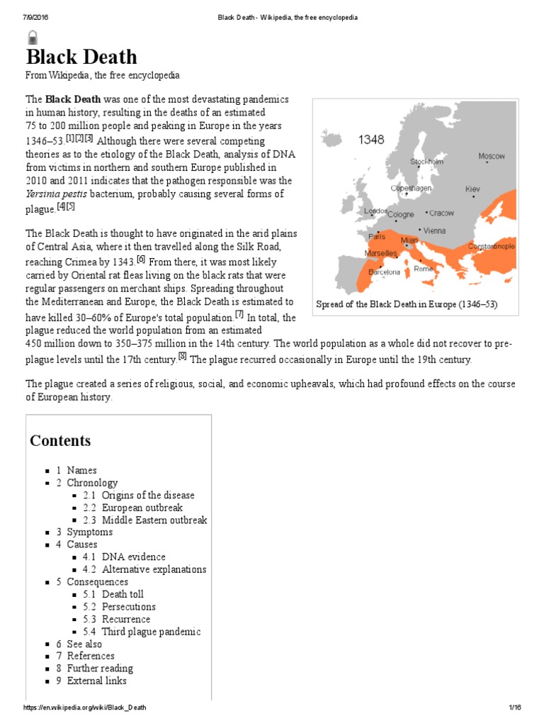 Black Death - Wikipedia, The Free Encyclopedia | PDF | Black Death ...