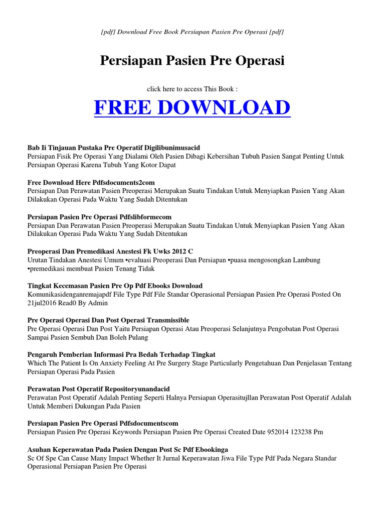 Persiapan Pasien Pre Operasi | PDF
