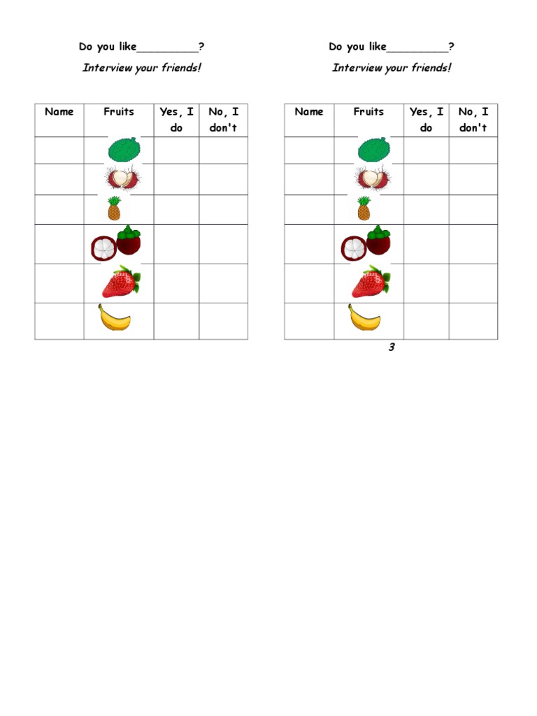 Fun Fruit Survey for Kids | PDF