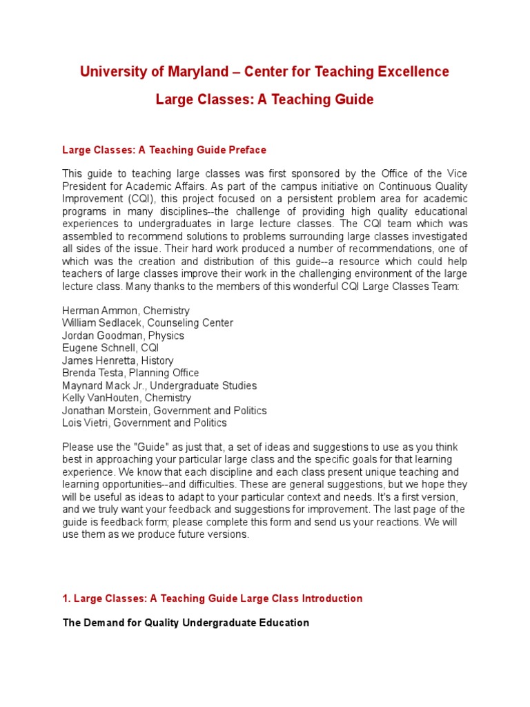 Teaching Strategies for Large Classes | PDF | Lecture | Test (Assessment)
