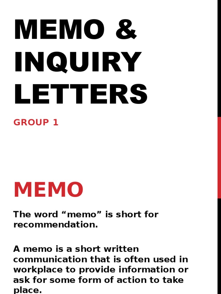 Memo & Inquiry Letters | Memorandum | Technology