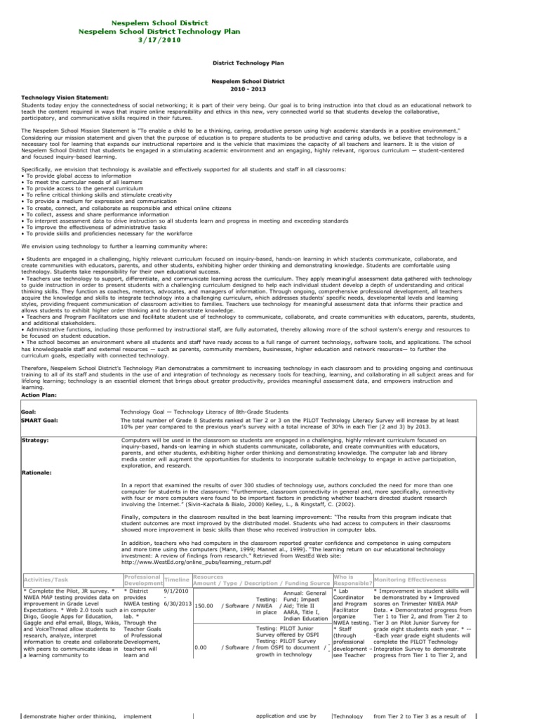 Nespelem School District Nespelem School District Technology Plan 3/17 ...