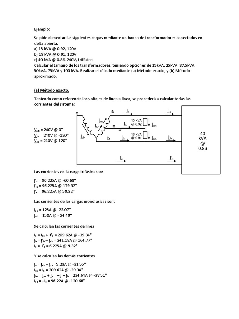 Ejemplo Cálculo Delta Abierta | PDF | Ingenieria Eléctrica | Electricidad