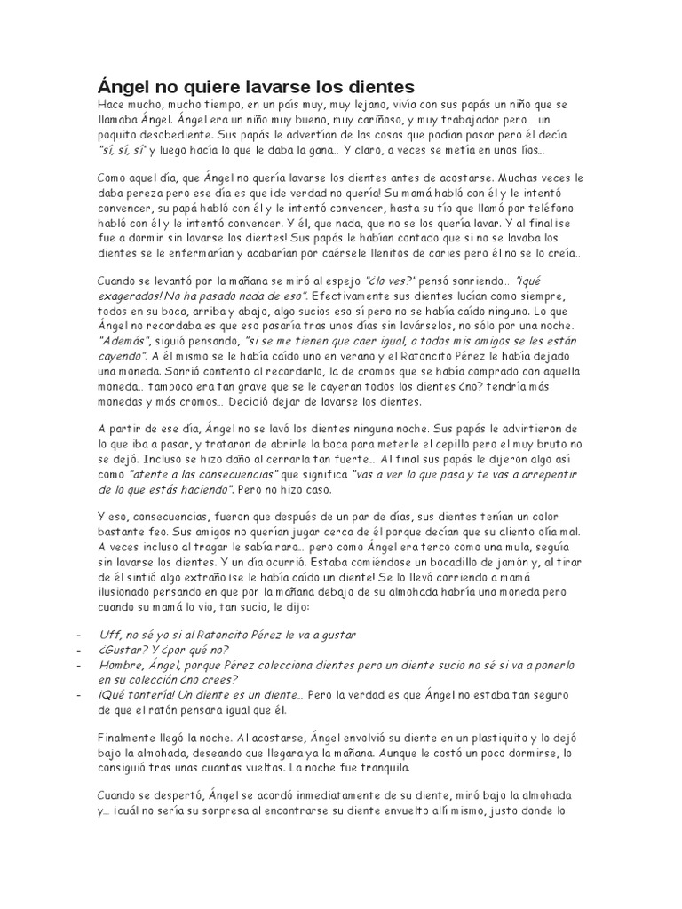 ángel No Quiere Lavarse Los Dientes Pdf Ocio