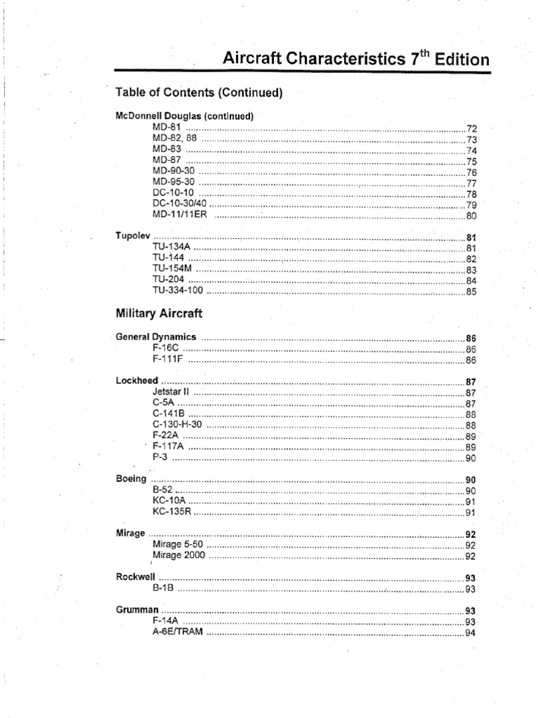 Aircraft Characteristics 7th Edition | PDF
