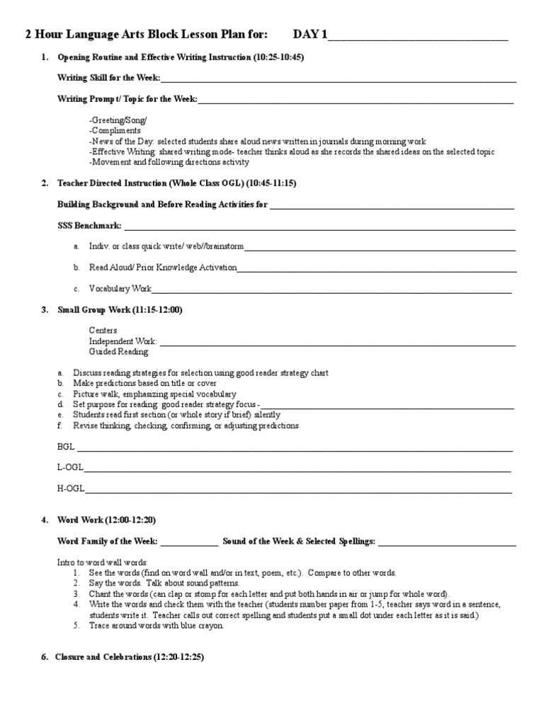 Language Arts Lesson Plan for Grade 1 | PDF | Reading (Process ...