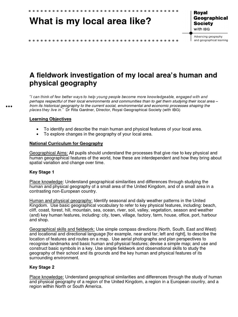 A Fieldwork Investigation of My Local Area's Human and Physical ...