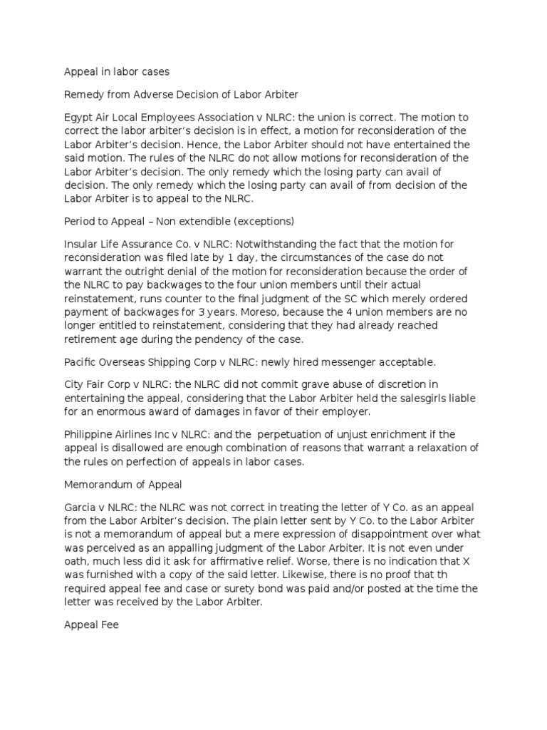 Appeal in Labor Cases | PDF | Judgment (Law) | Legal Procedure
