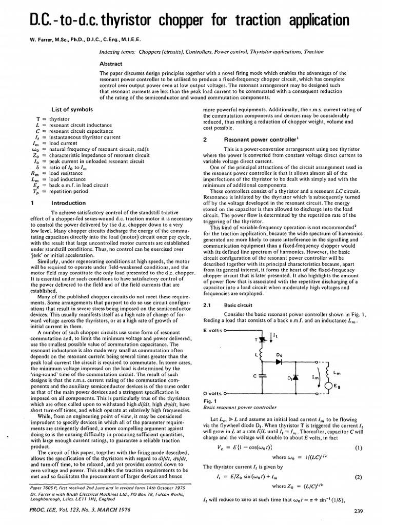 Thyristor Chopper | PDF | Capacitor | Direct Current
