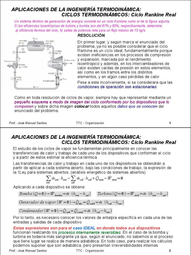 Ejemplo Ciclo Rankine Simple Real | PDF | Termodinámica | Química Física