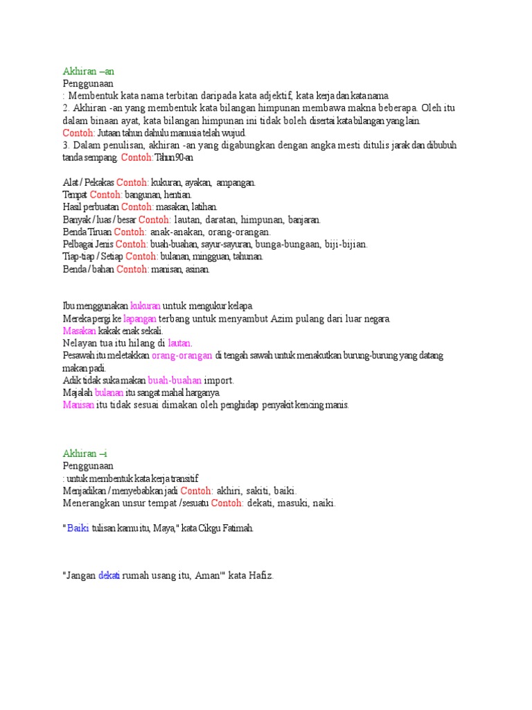Imbuhan Akhiran | PDF