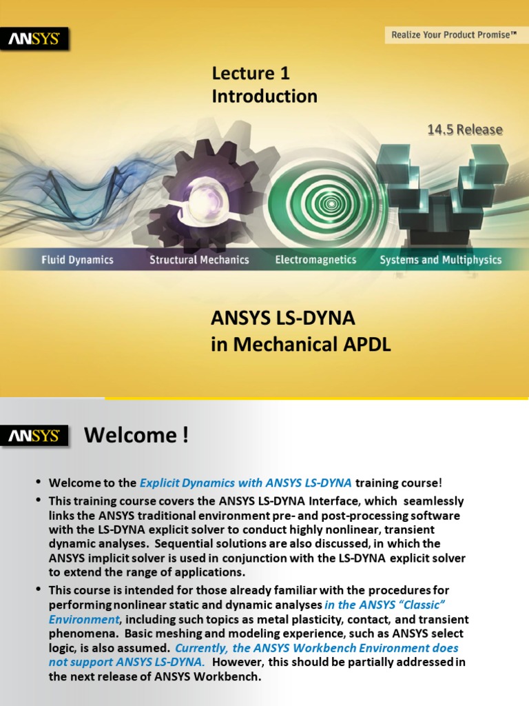 Ansys Ls Dyna Mapdl 14 5 L01 Introduction Pdf Nonlinear System