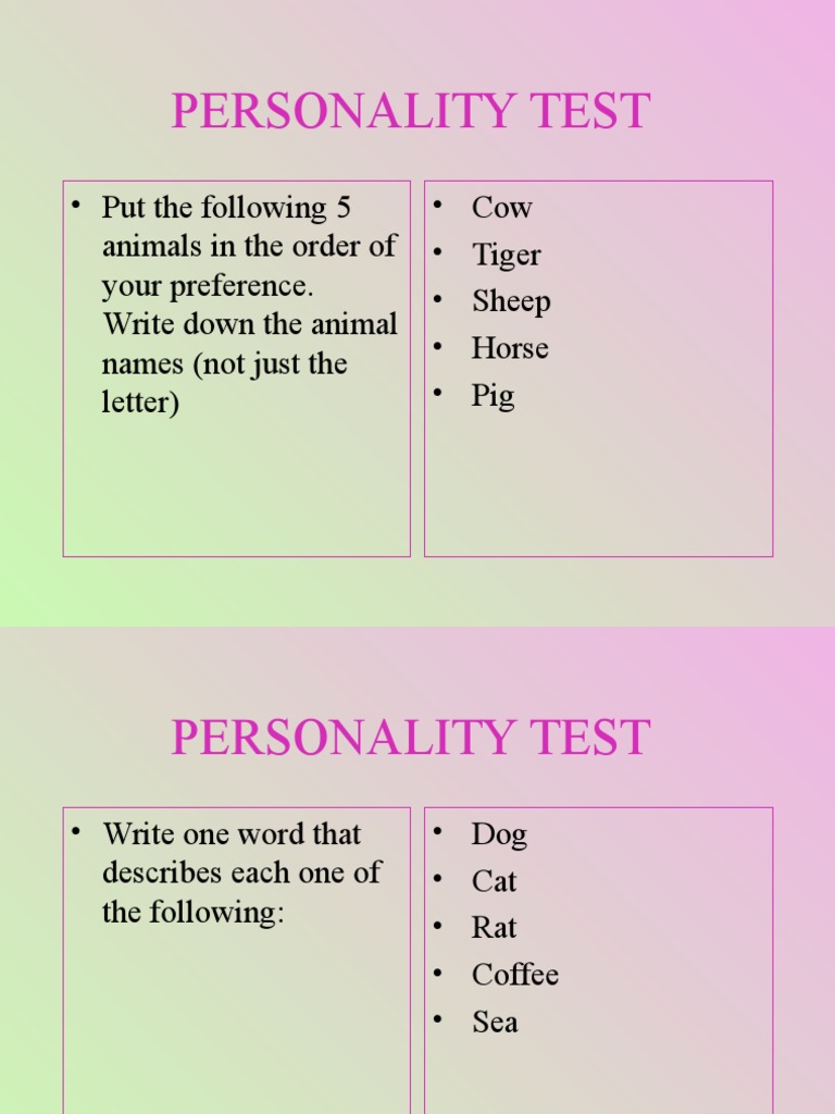 Personality Test | PDF | Language Arts & Discipline