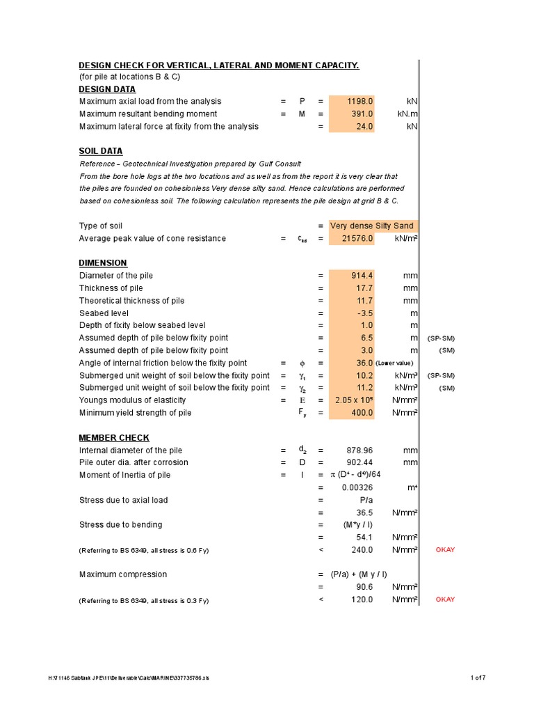 Pile Design Calculation | PDF | Deep Foundation | Geotechnical Engineering