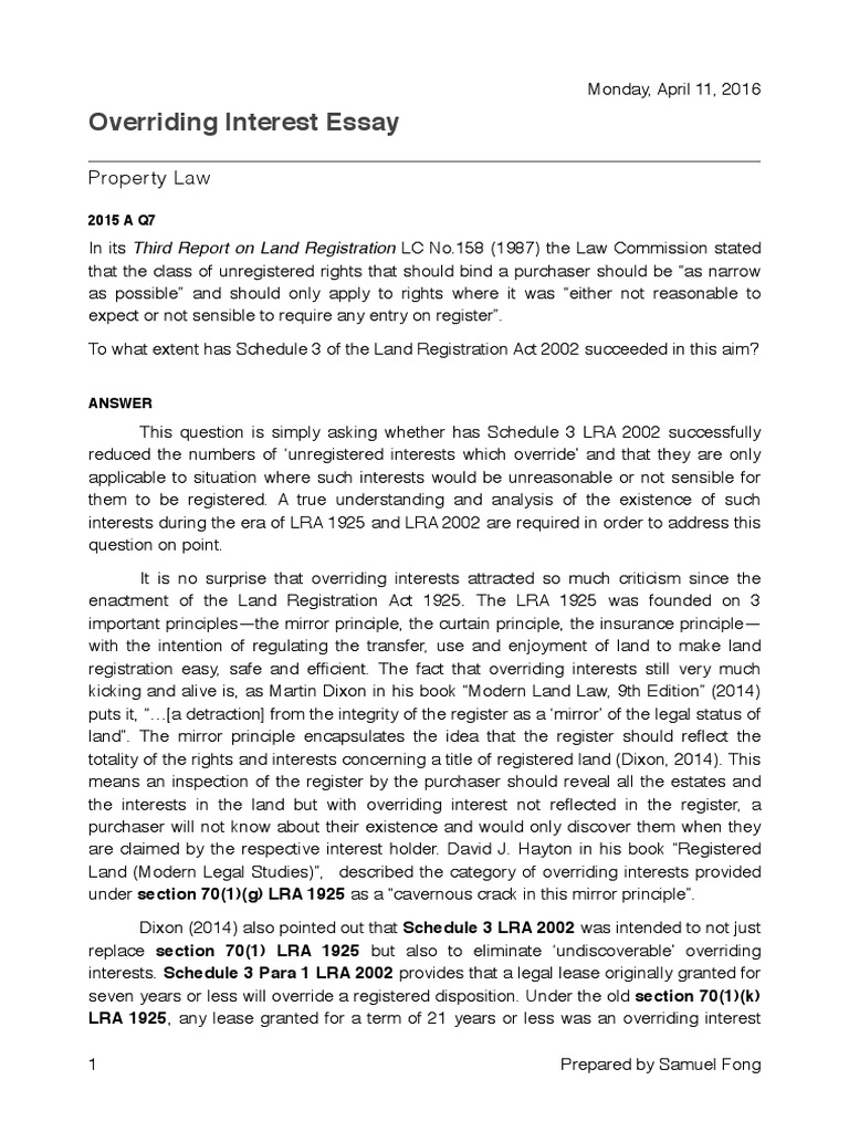 Overriding Interests in LRA 2002 Explained | PDF | Leasehold Estate | Lease