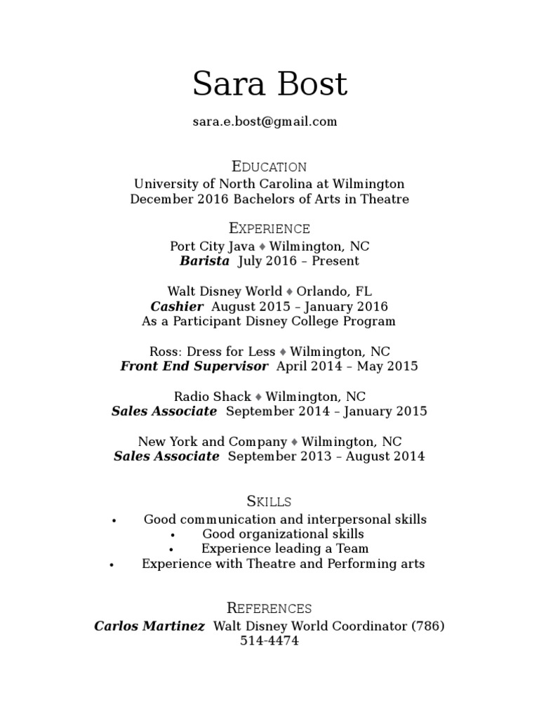 Sara Bost Resume | PDF