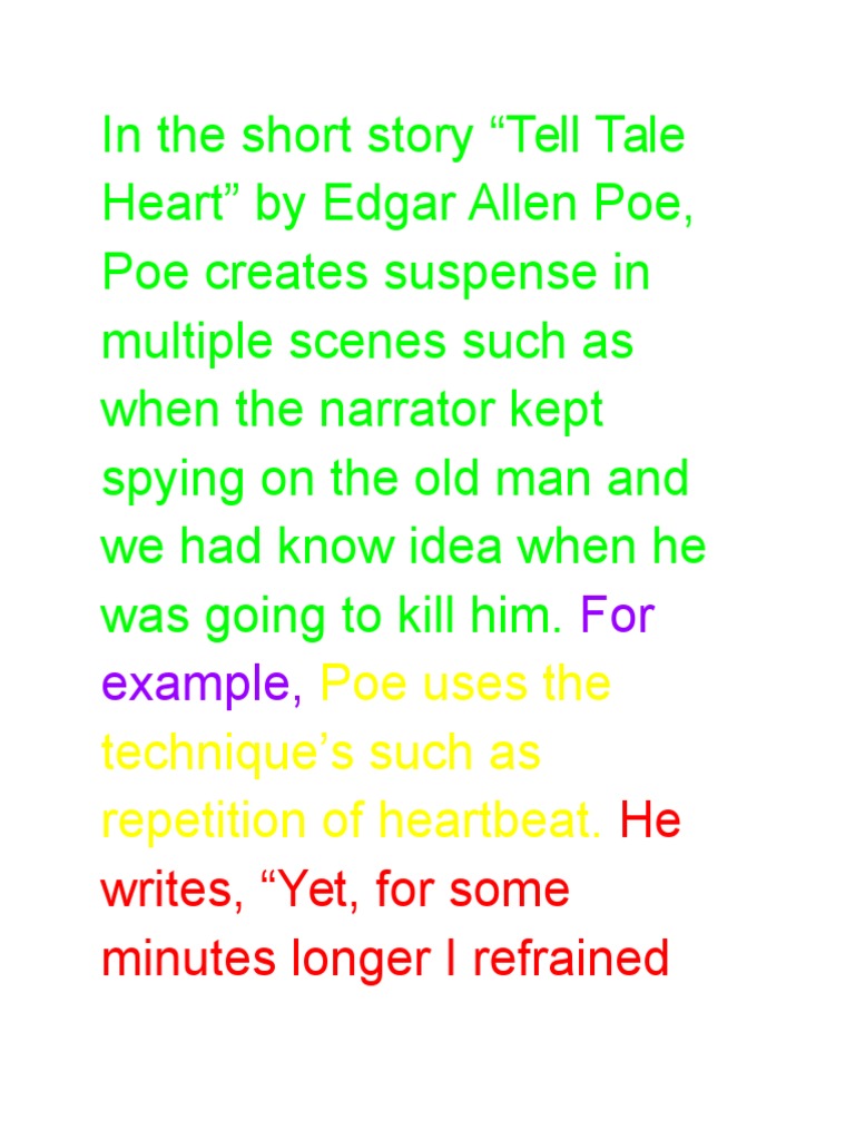 For Example,: Poe Uses The Technique's Such As Repetition of Heartbeat ...