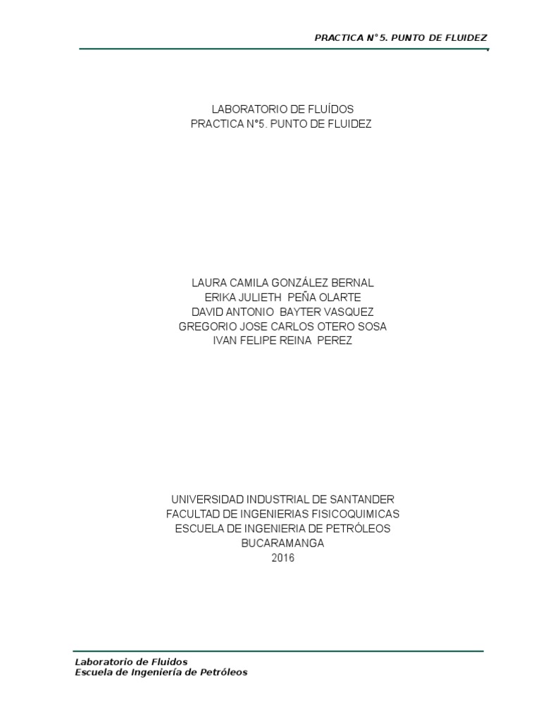 Practica 5 Punto de Fluidez | PDF | Petróleo | Laboratorios