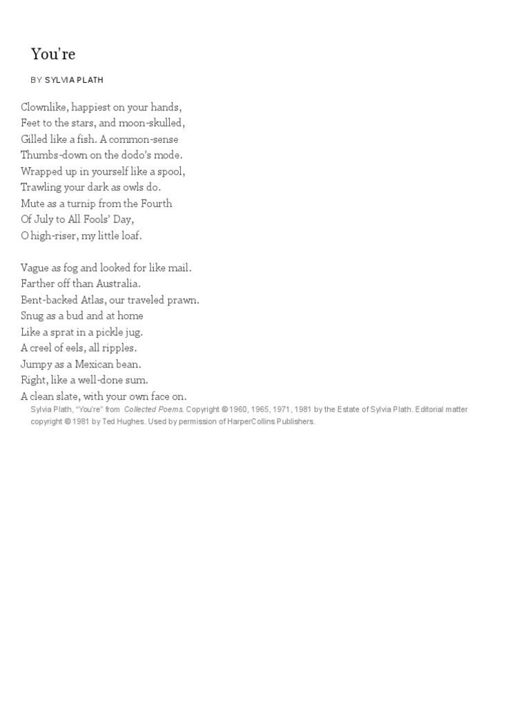 You're | PDF | Sylvia Plath | Infants