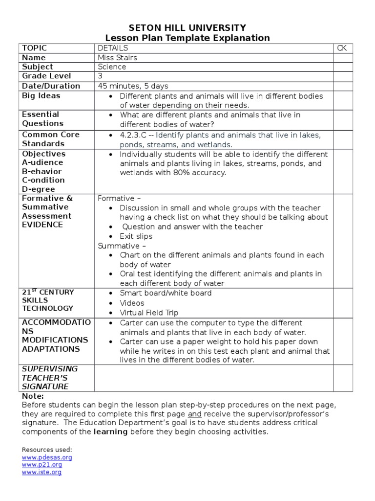 Grade 3 Lesson Plan: Bodies of Water | PDF | Lesson Plan | Educational ...