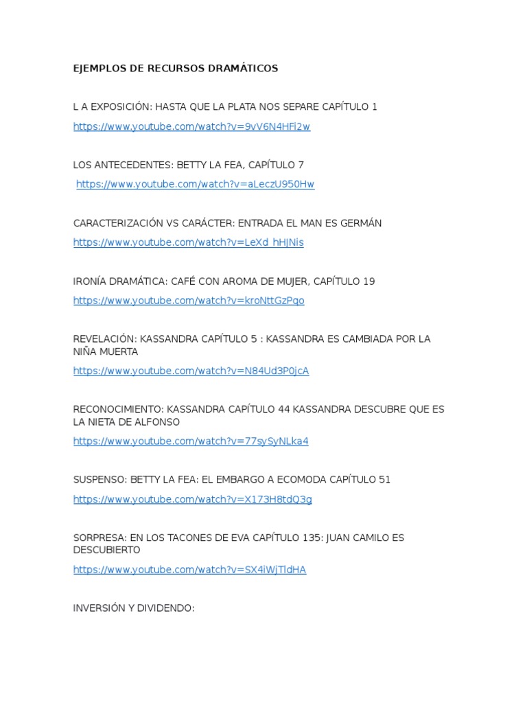 Ejemplos de Recursos Dramáticos | PDF