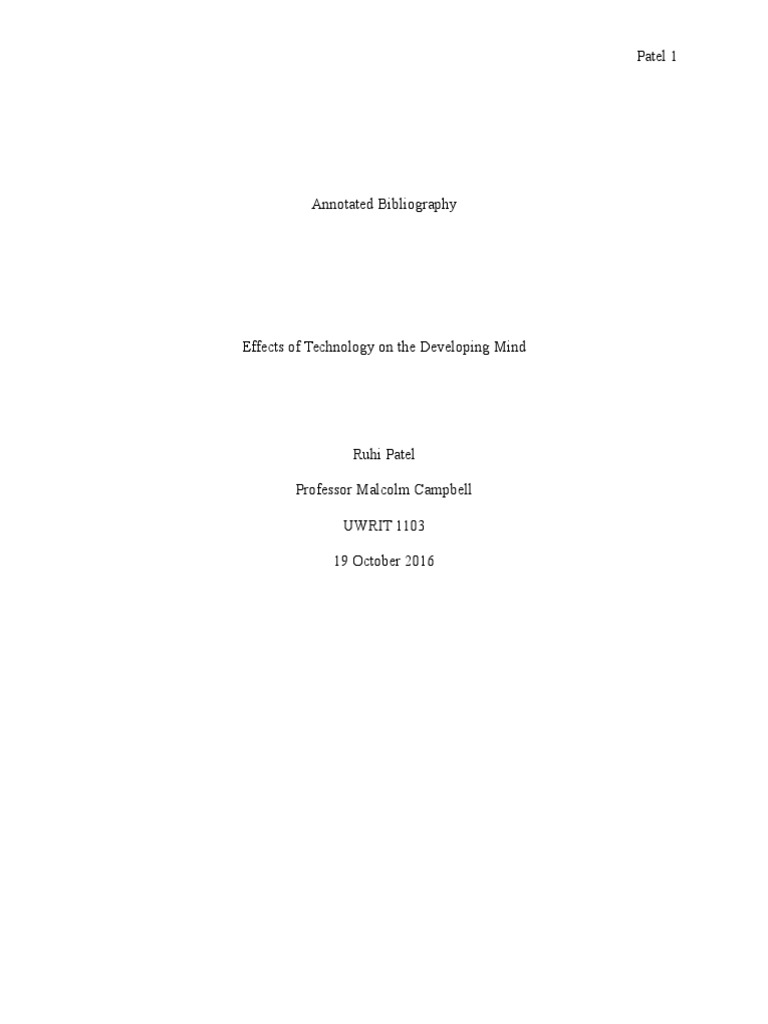 Annotated Bibliography | PDF | Child Development | Relationships