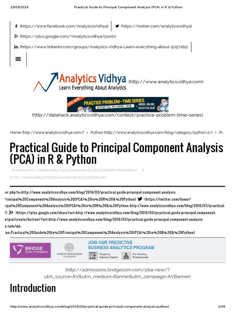 Practical Guide To Principal Component Analysis (PCA) in R & Python ...