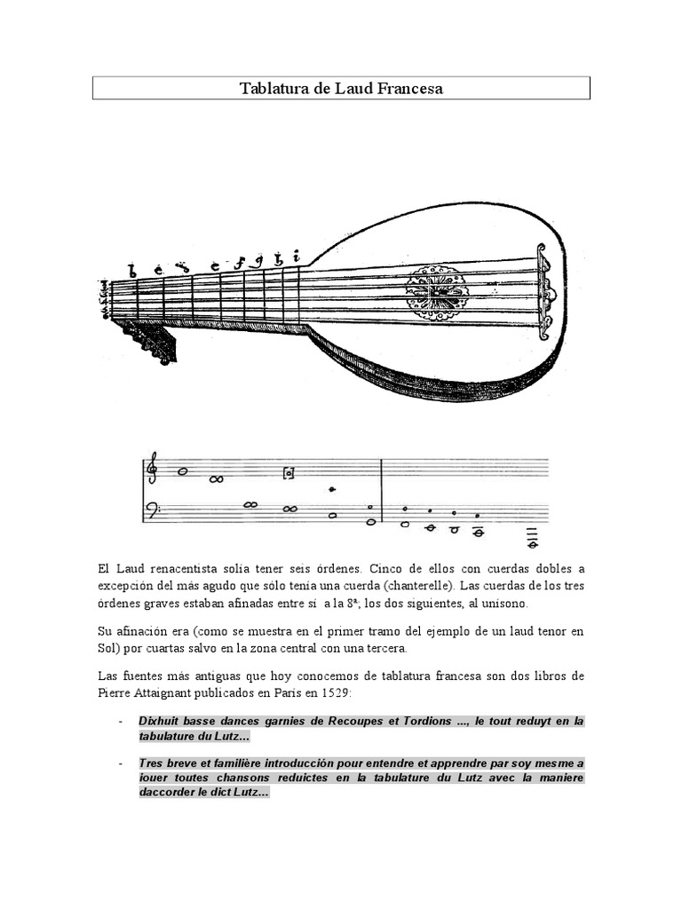 Tablatura de Laud Francesa | PDF | Musicología | Teoría musical