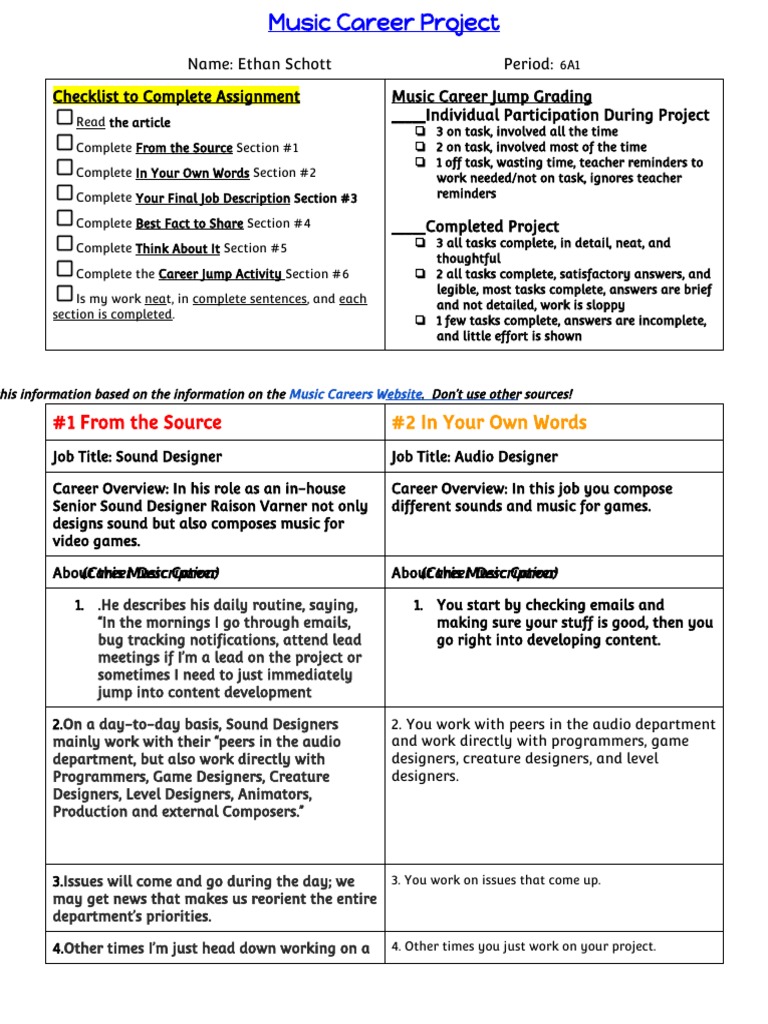 Music Career Project: Sound Designer Guide | PDF | Video Games | Freelancer