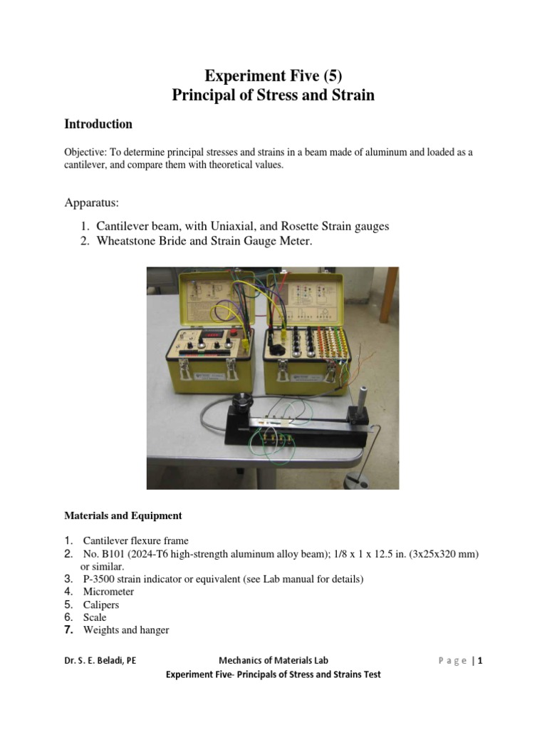 Lab Manual For Principal of Stress and Strain LAb 5 | PDF | Bending ...