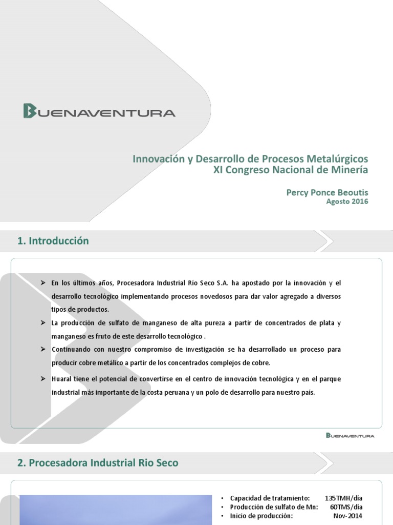 Innovación y Desarrollo de Procesos Metalúrgicos | PDF | Cobre | Manganeso