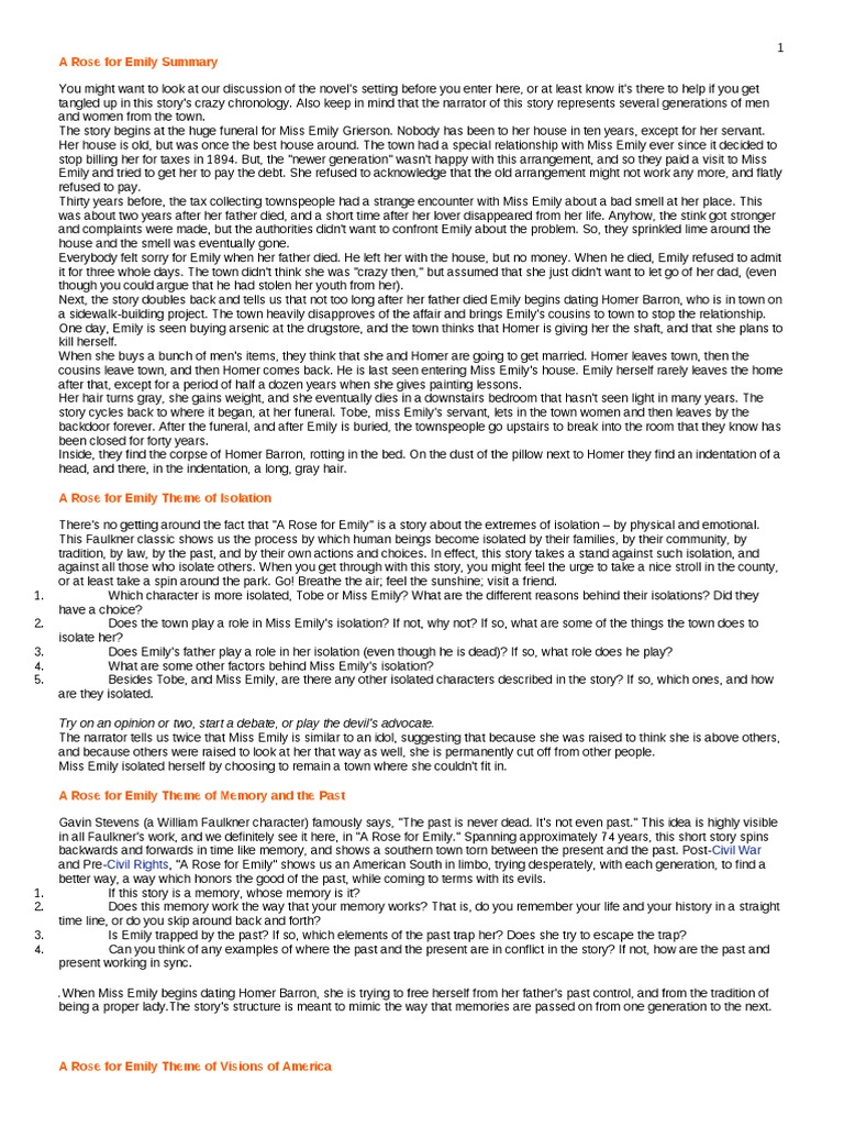 A Rose for Emily Summary | Fiction & Literature