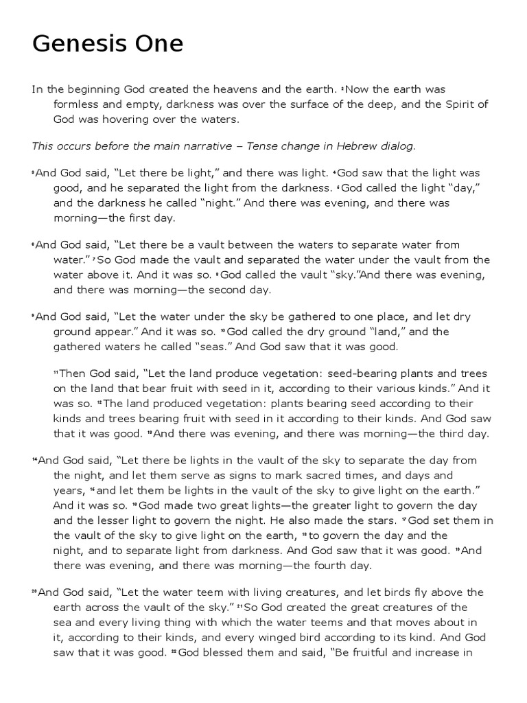 Genesis One | PDF | Genesis Creation Narrative | Mythology